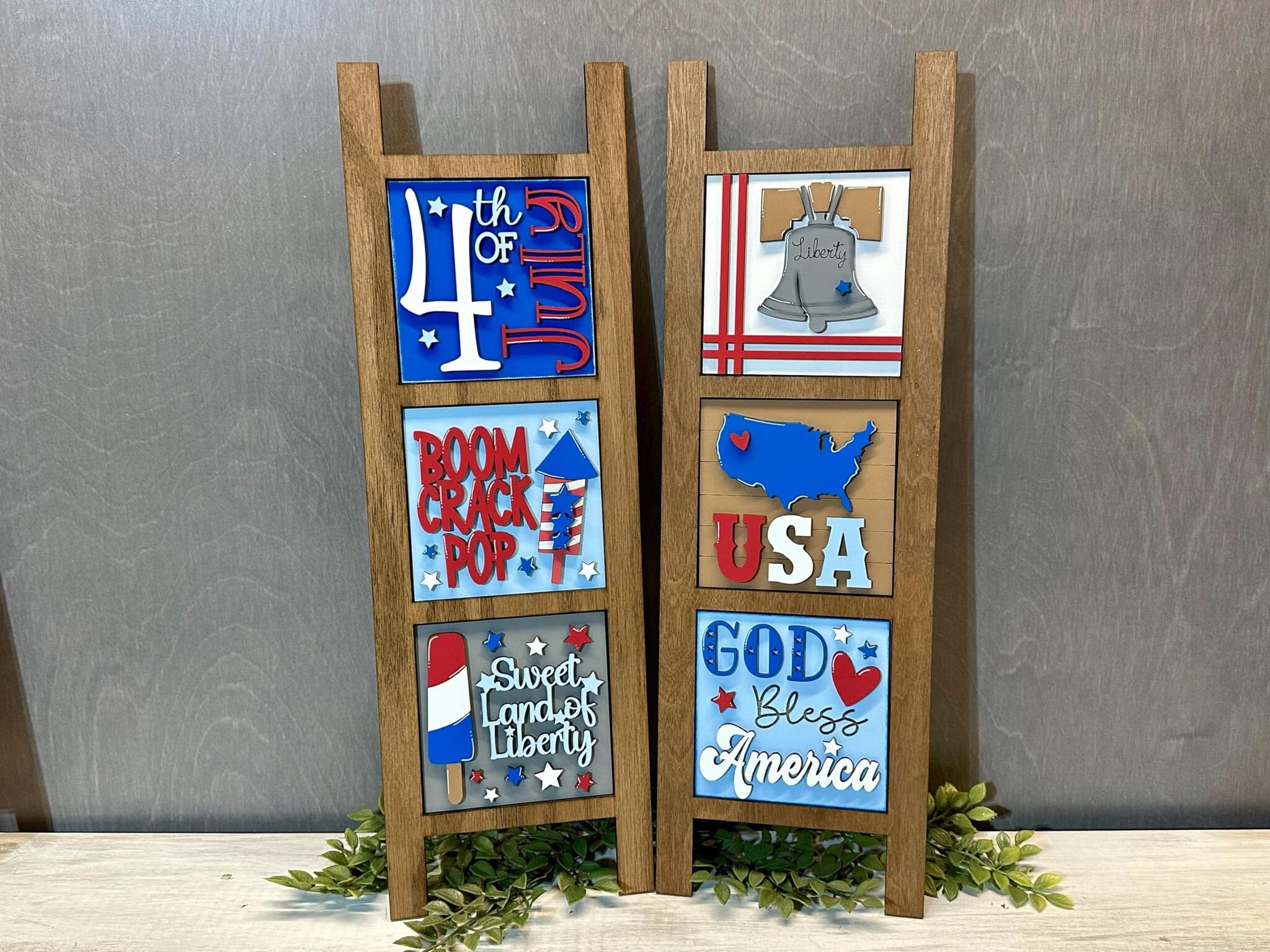 Full Size Fourth of July Ladder Inserts, Seasonal Decor ...
