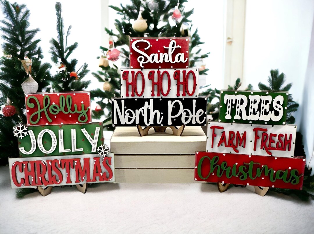 Christmas Word Stacker Signs, Farmhouse Style Tray, Seasonal Decor - Etsy