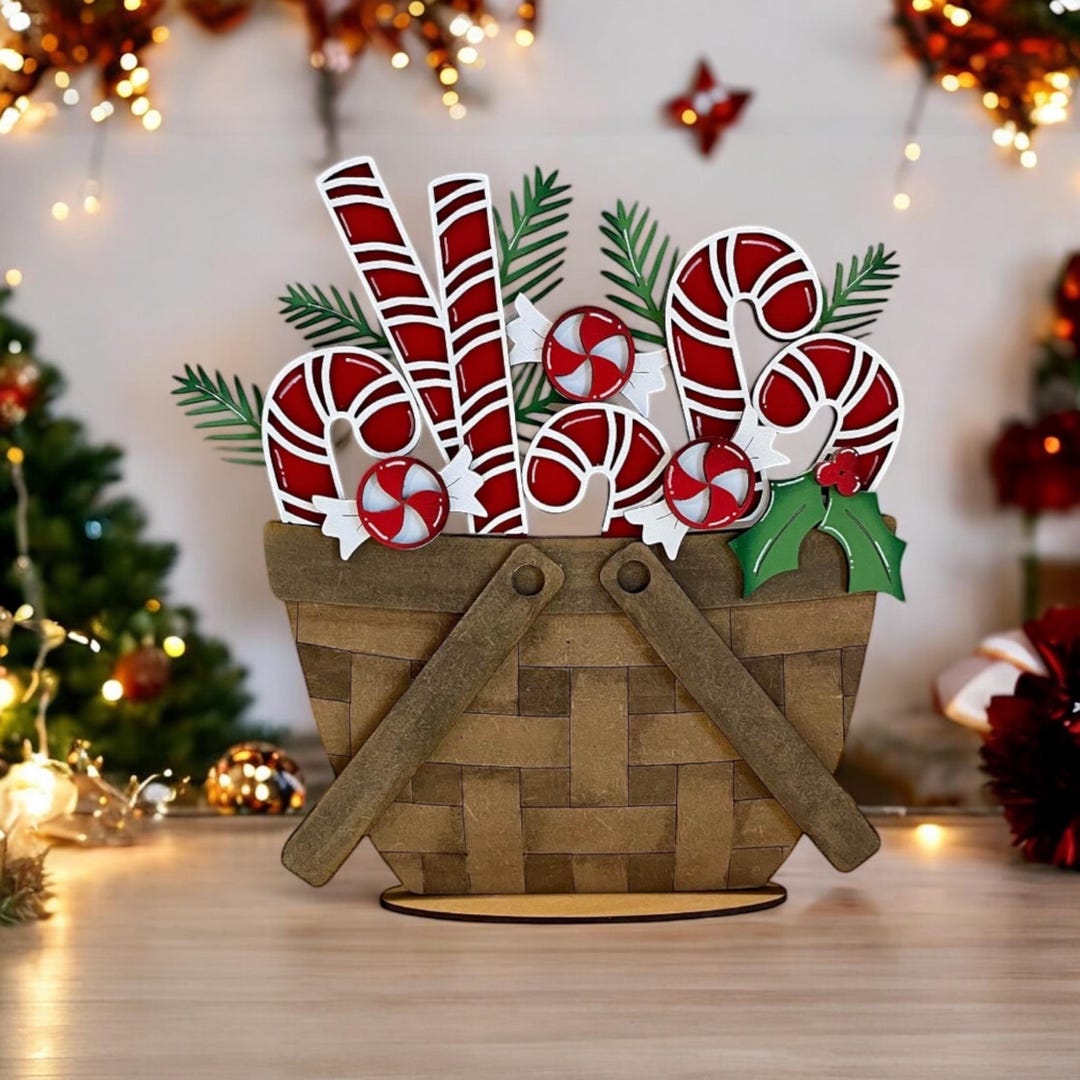 Candy Cane Interchangeable Basket, Winter Decor, Seasonal, All Baskets ...
