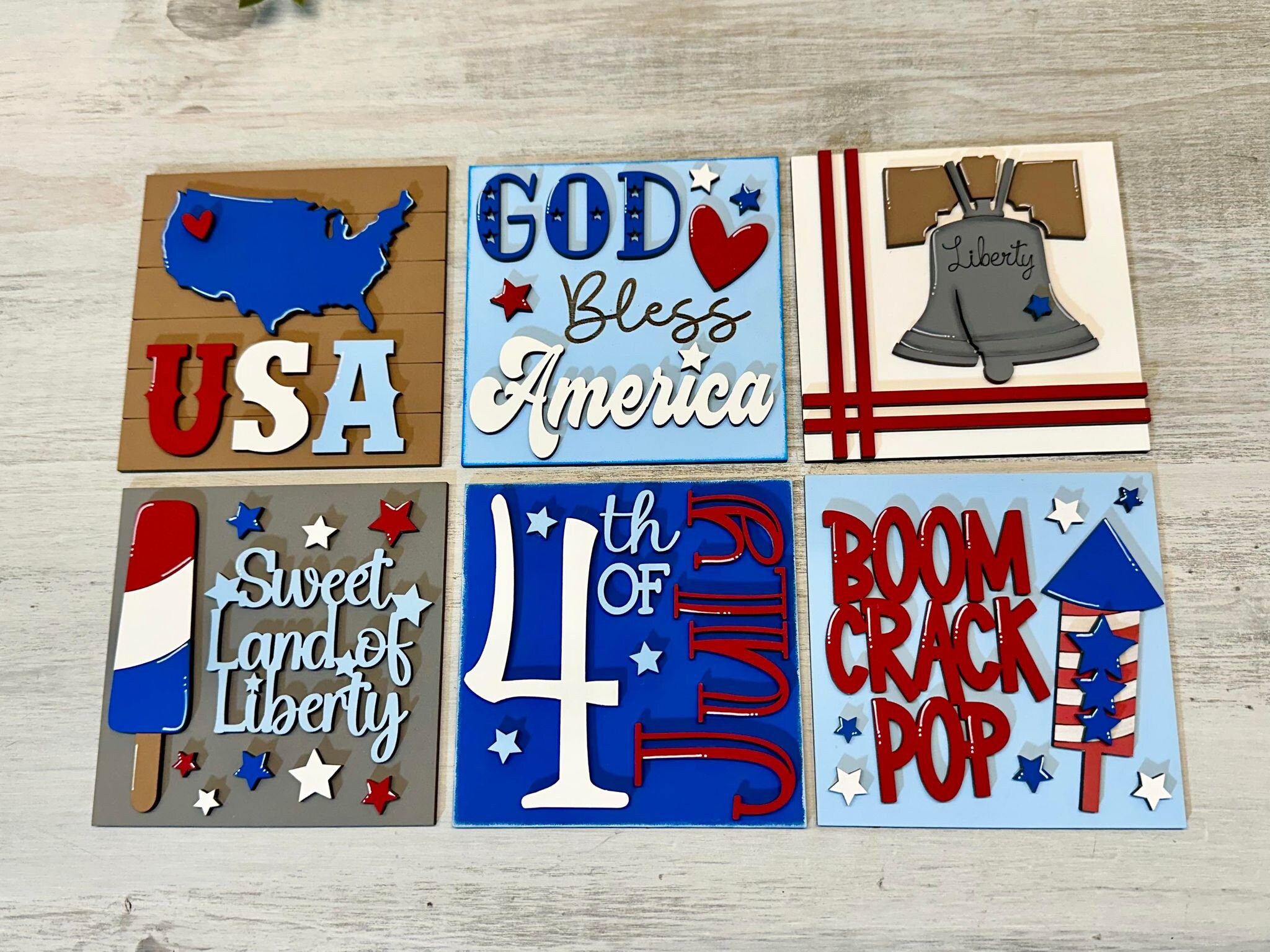 Full Size Fourth of July Ladder Inserts, Seasonal Decor ...
