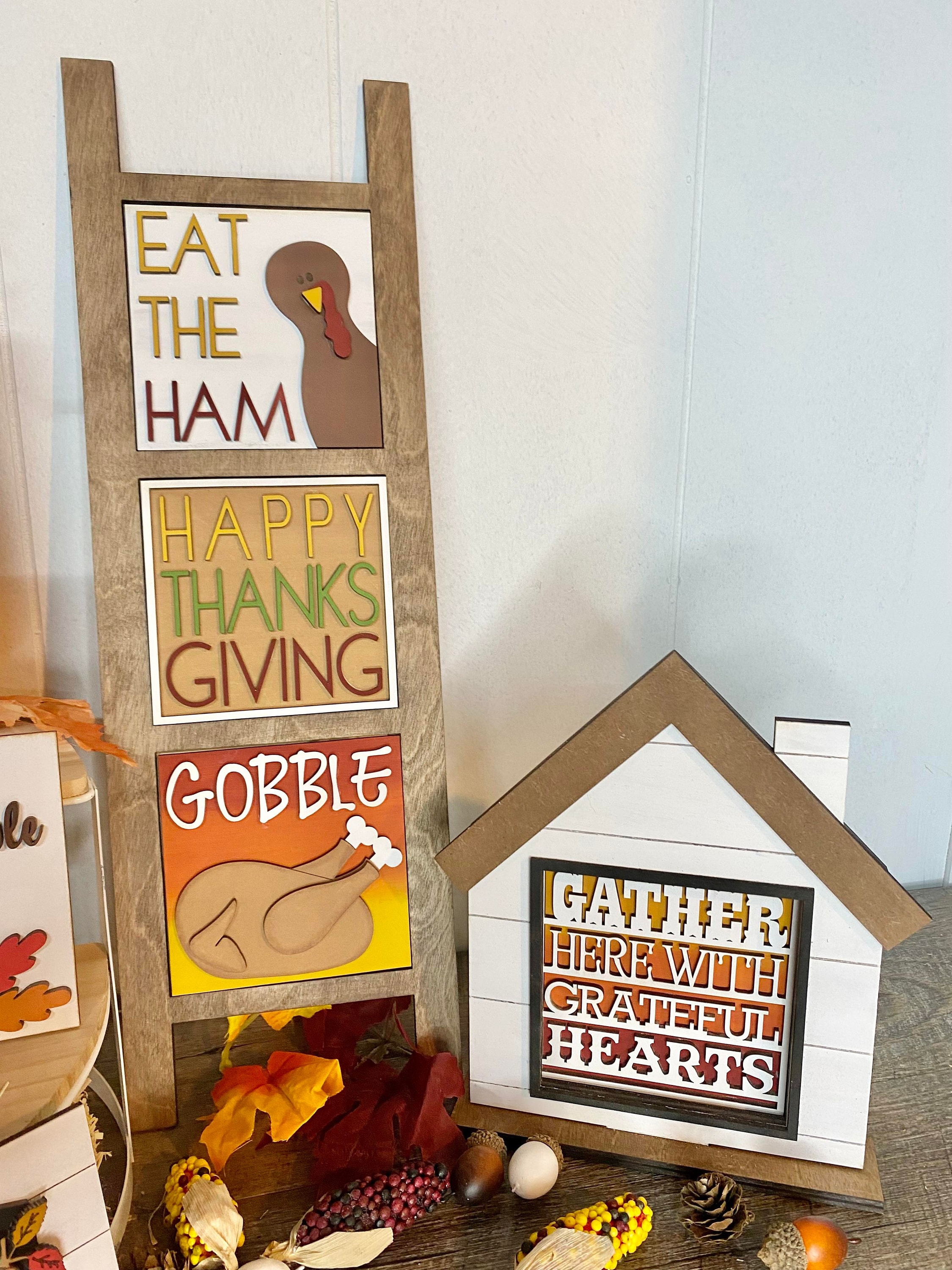Full Size Thanksgiving Ladder Inserts, Seasonal Decor, Interchangeable ...