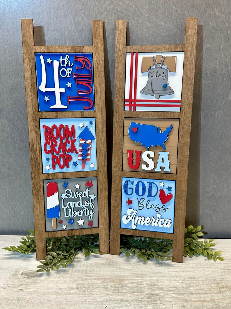 Full Size Fourth of July Ladder Inserts, Seasonal Decor ...