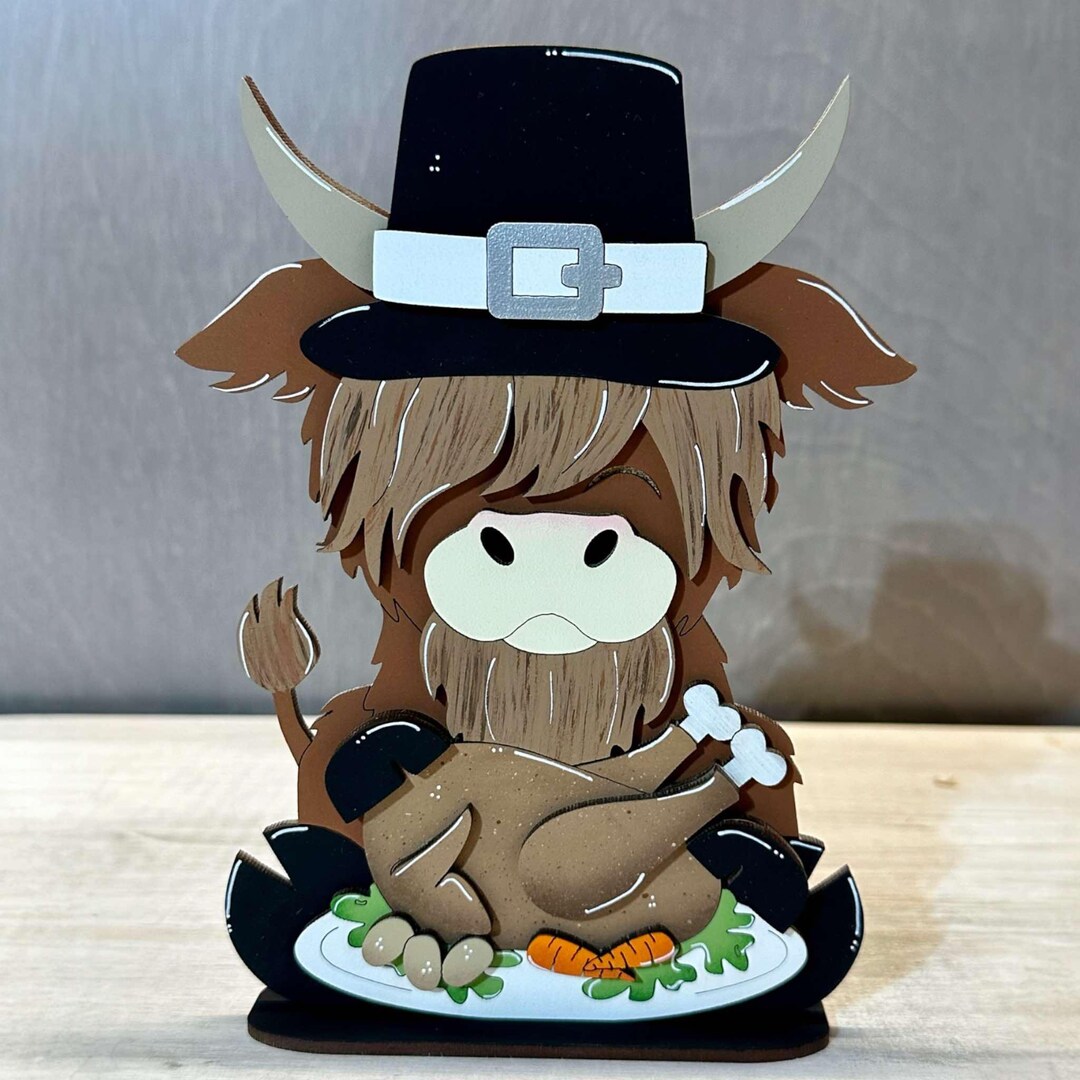 Thanksgiving Highland Cow, Fall Decor, Tiered Tray Decor - Etsy