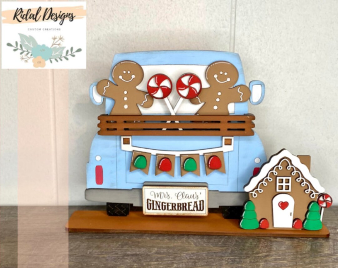 Gingerbread Tabletop Truck Interchangeable Seasonal Decor - Etsy
