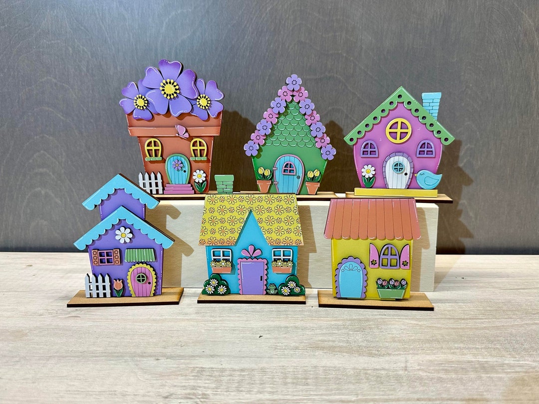 Spring Village, Custom Houses, Seasonal Decor, Bundle or Individual ...
