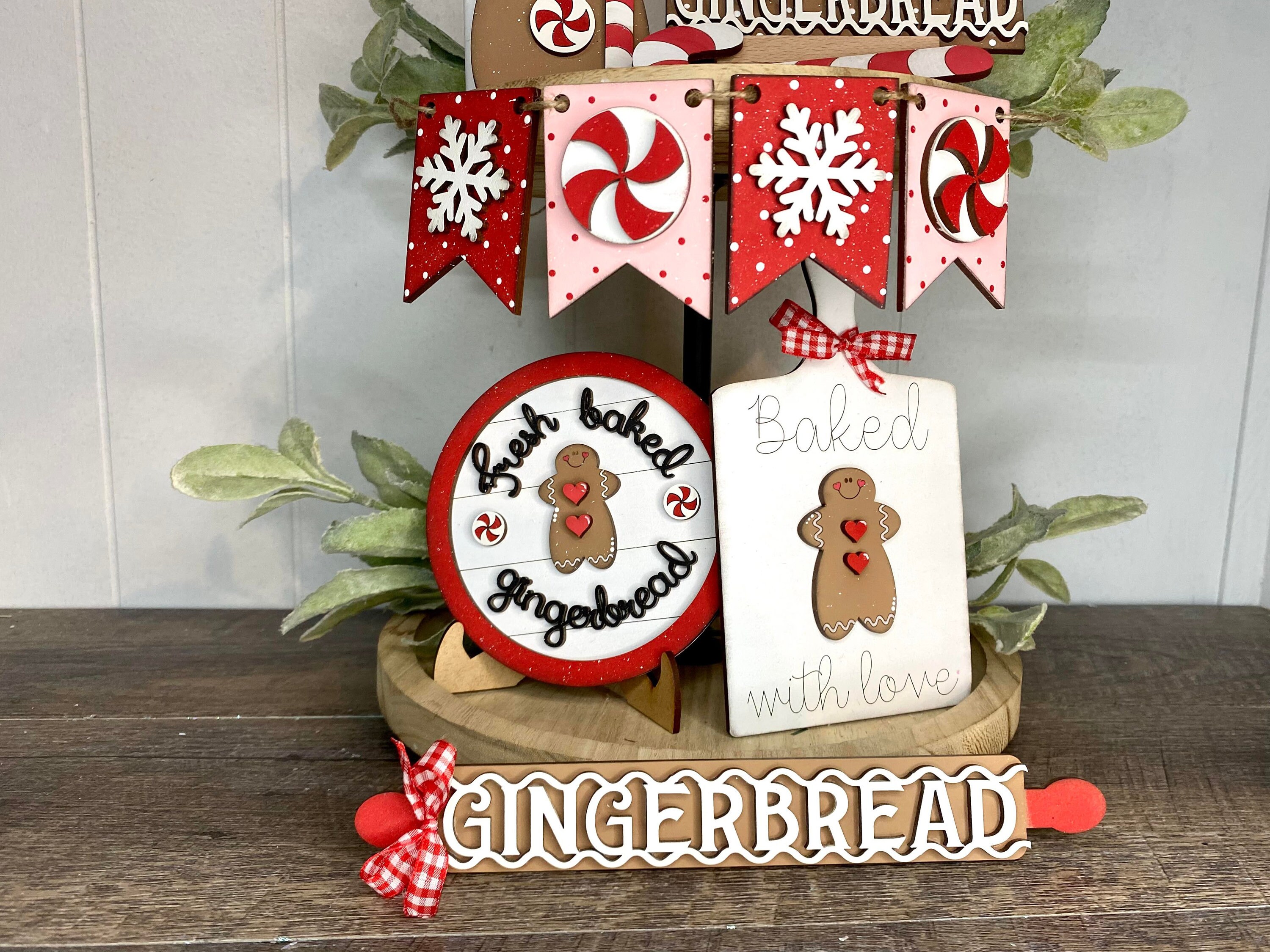 Gingerbread Tiered Tray Farmhouse Style Tray Seasonal Decor - Etsy