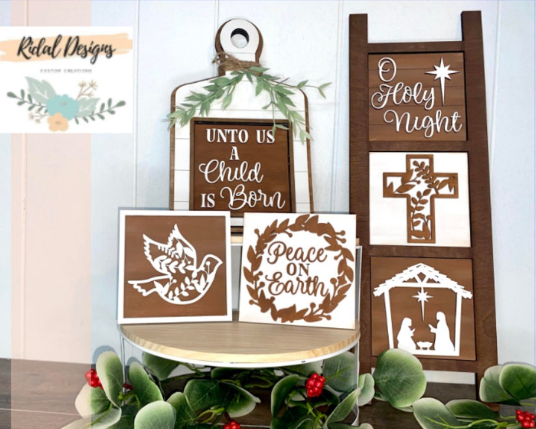 Full Size Nativity Ladder Inserts, Seasonal Decor, Interchangeable ...