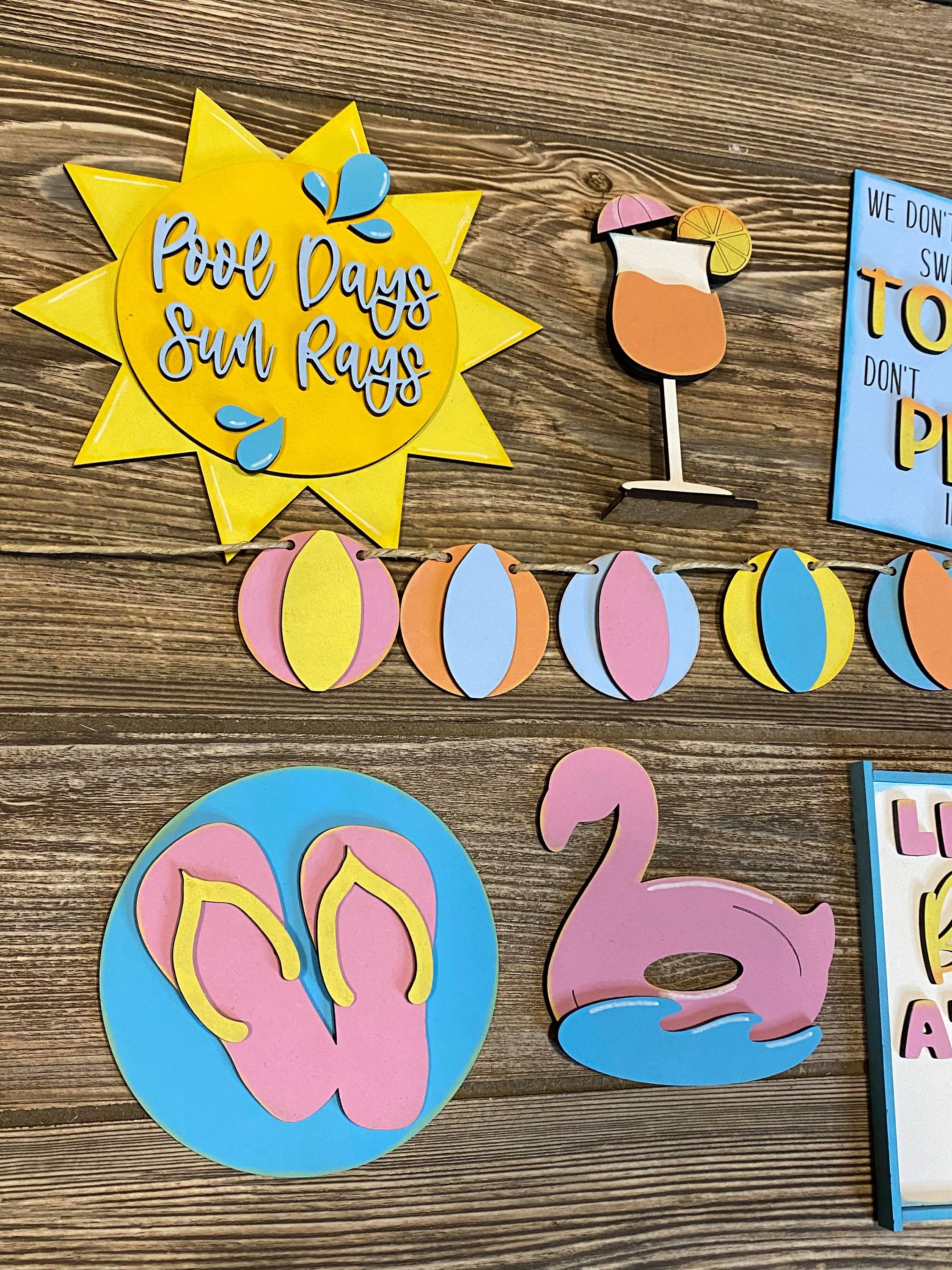 Summer Tiered Tray Set, DIY Also Available, Pool Decor - Etsy