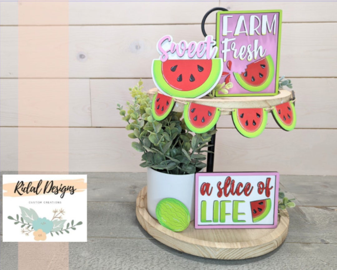 Watermelon Tiered Tray, Farmhouse Style Tray, Spring or Summer Decor ...
