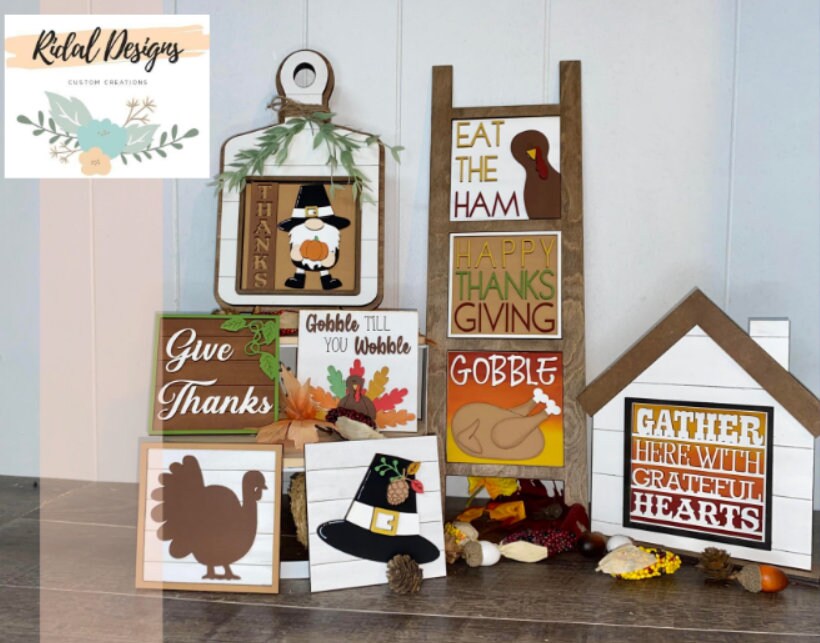 Full Size Thanksgiving Ladder Inserts, Seasonal Decor, Interchangeable ...