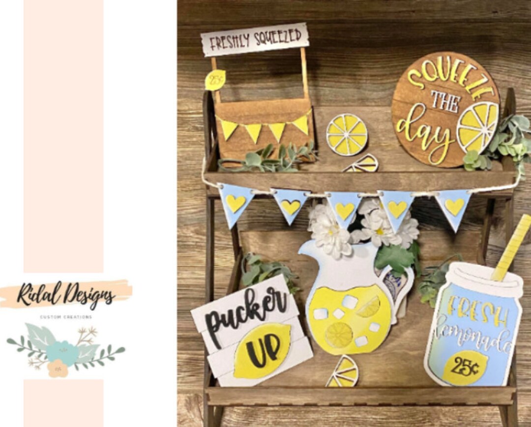 Lemonade Tiered Tray Set, Everyday Tiered Tray, Summer Tiered Tray - Etsy