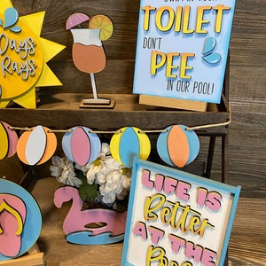 Summer Tiered Tray Set, DIY Also Available, Pool Decor - Etsy