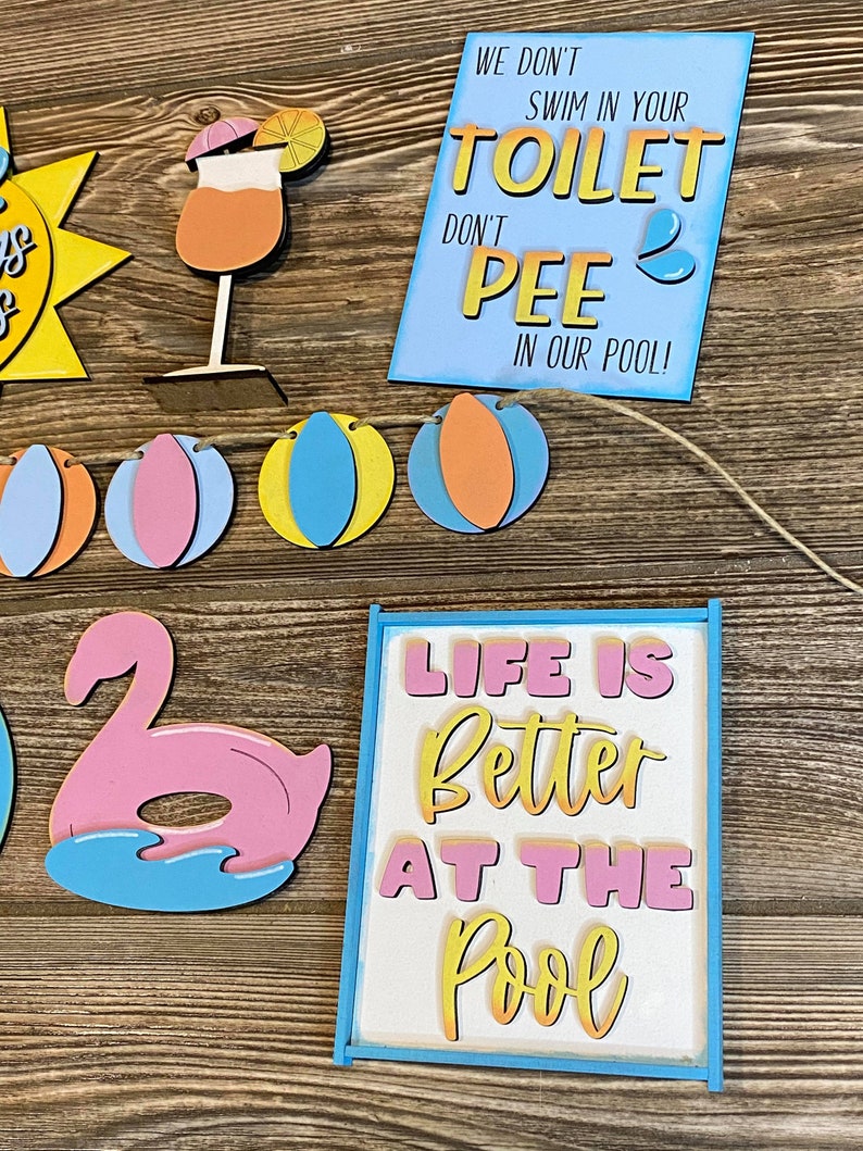 Summer Tiered Tray Set DIY Also Available Pool Decor - Etsy