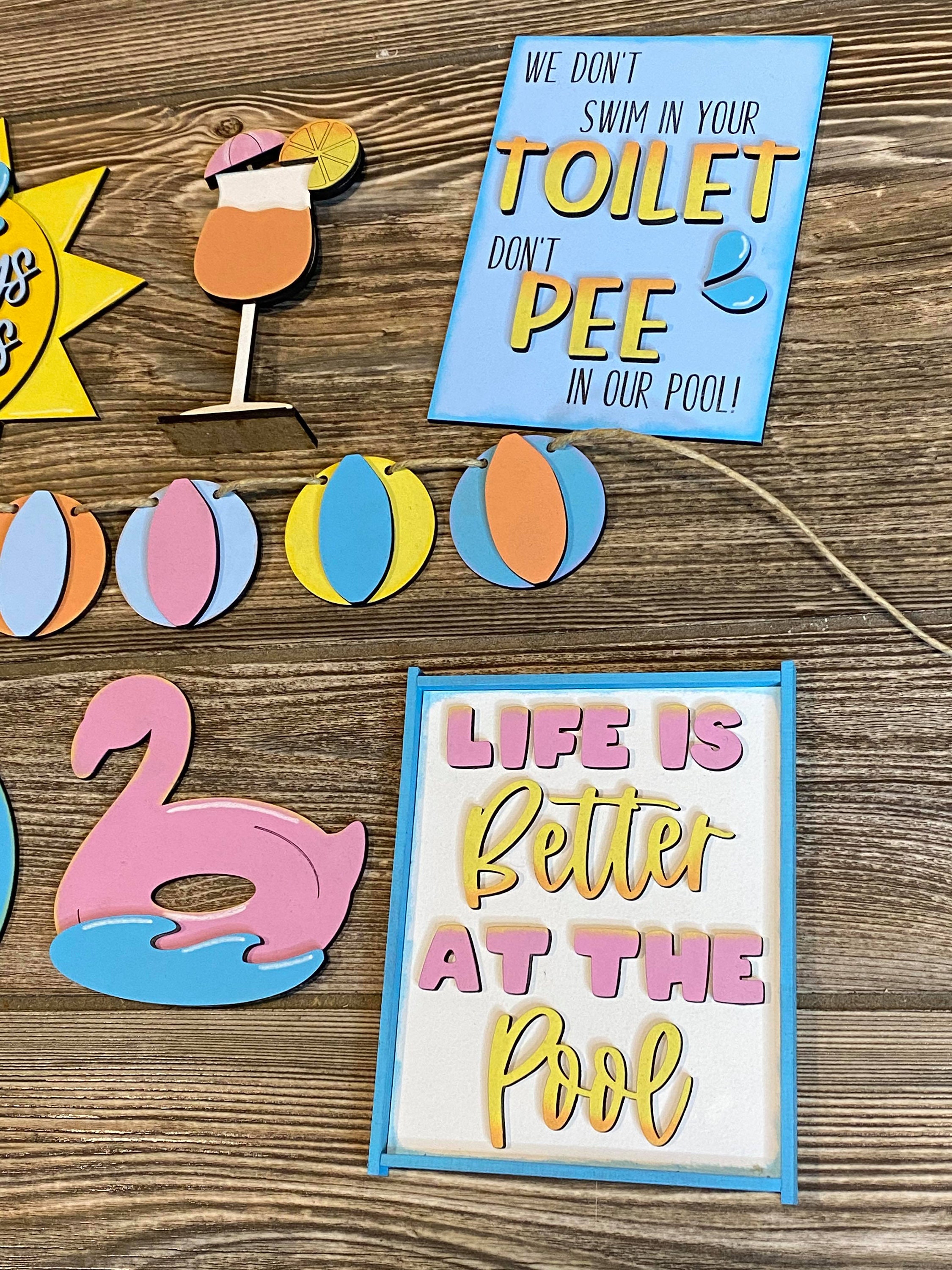 Summer Tiered Tray Set, DIY Also Available, Pool Decor - Etsy