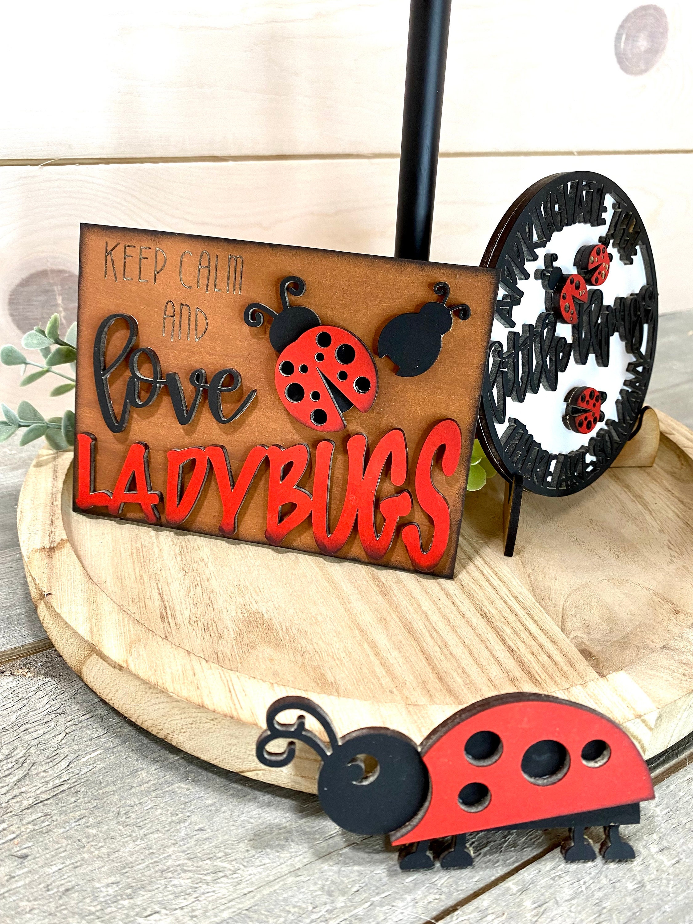 Ladybug Tiered Tray, Summer or Spring Decor, Farmhouse Tray - Etsy