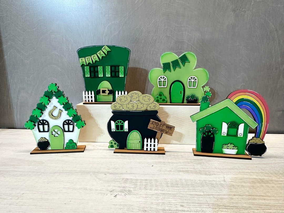 St Patrick's Day Village, Custom Houses, Seasonal Decor, Bundle or ...