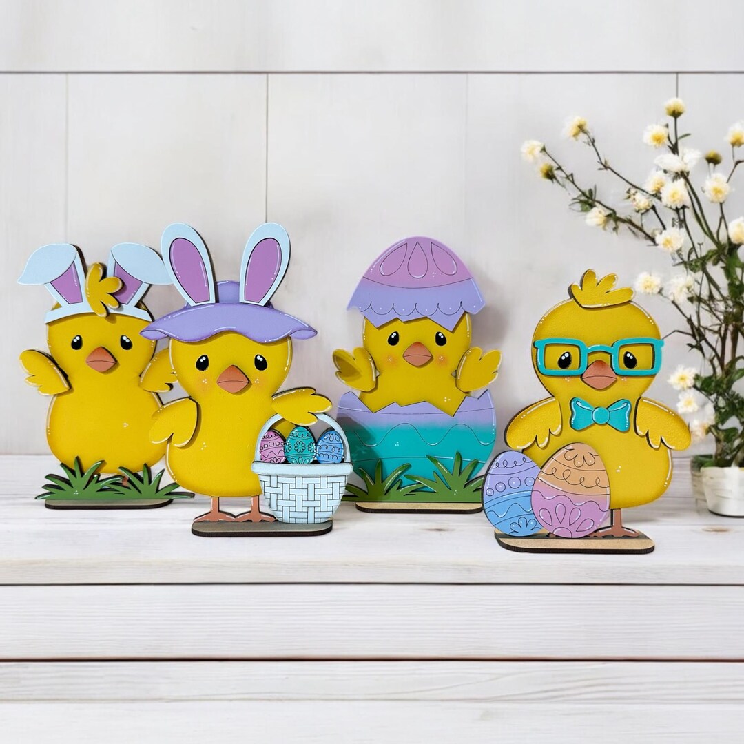 Standing Easter Chicks, Spring and Easter Decor, Tiered Tray Decor - Etsy