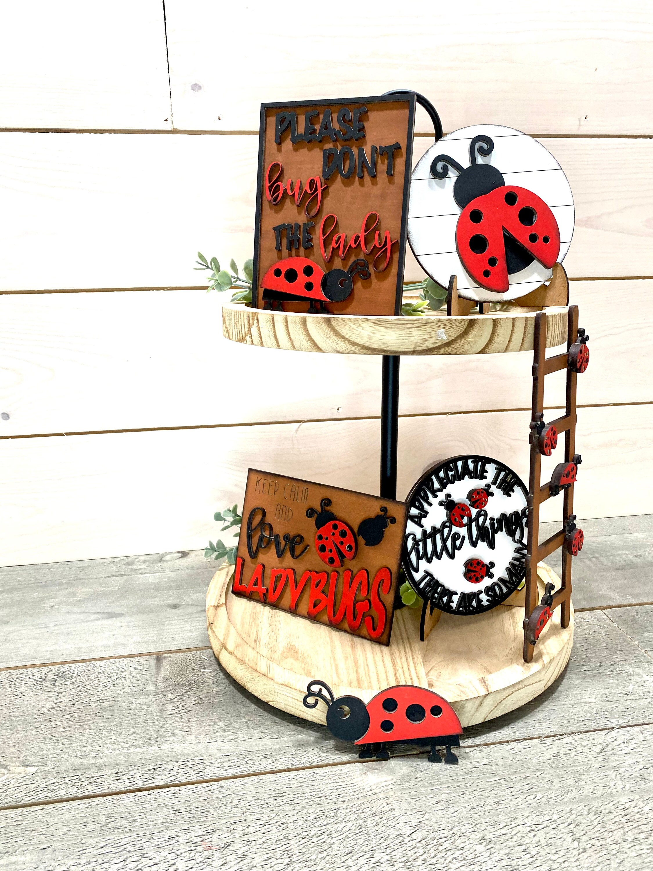 Ladybug Tiered Tray, Summer or Spring Decor, Farmhouse Tray - Etsy