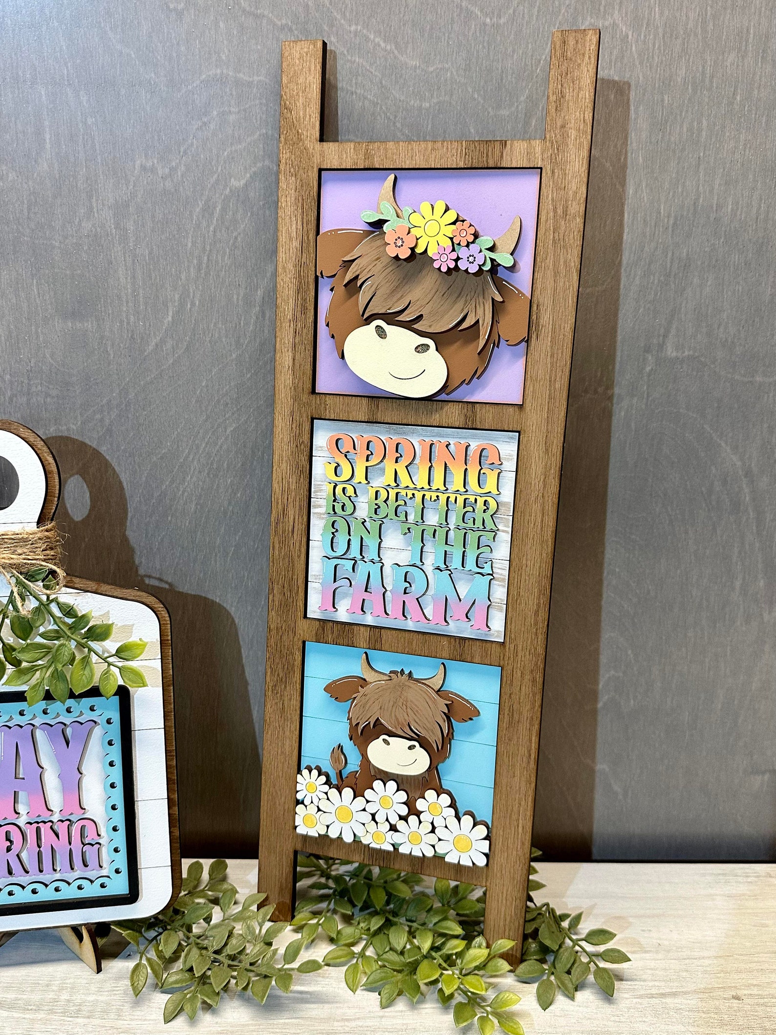Full Size Spring Ladder Inserts, Seasonal Decor, Interchangeable Signs ...