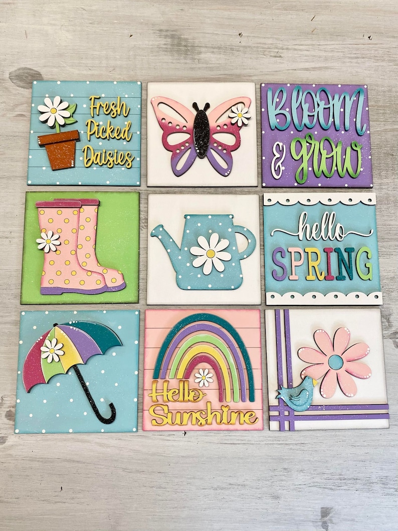 Full Size Spring Ladder Inserts, Seasonal Decor, Interchangeable Signs ...