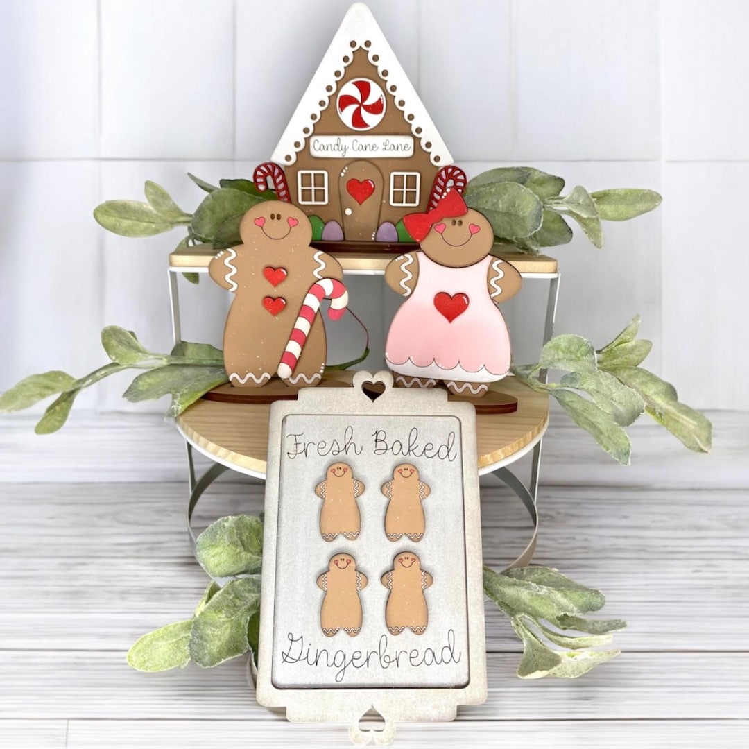 Gingerbread Shelf Sitters, Winter Decor, Tiered Tray Decor, Bundles ...