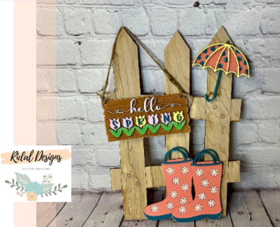 Spring Interchangeable Fence Farmhouse Decor Seasonal Decor | Etsy