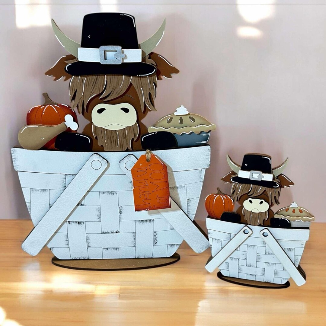 Pilgrim Highland Cow FULL AND MINI Interchangeable Basket, Fall Decor ...