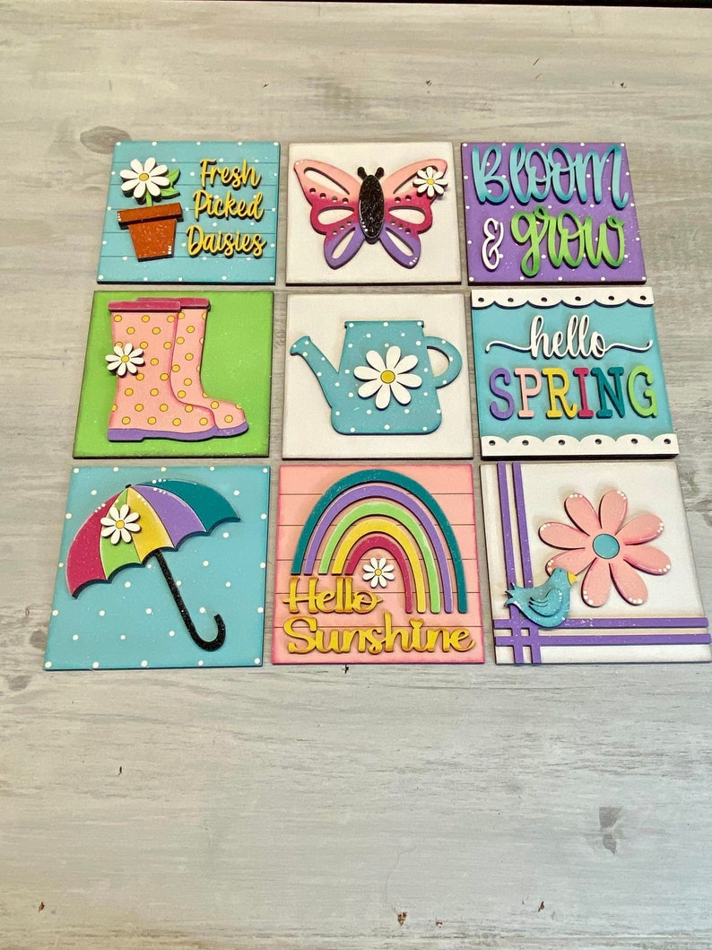 Full Size Spring Ladder Inserts, Seasonal Decor, Interchangeable Signs ...