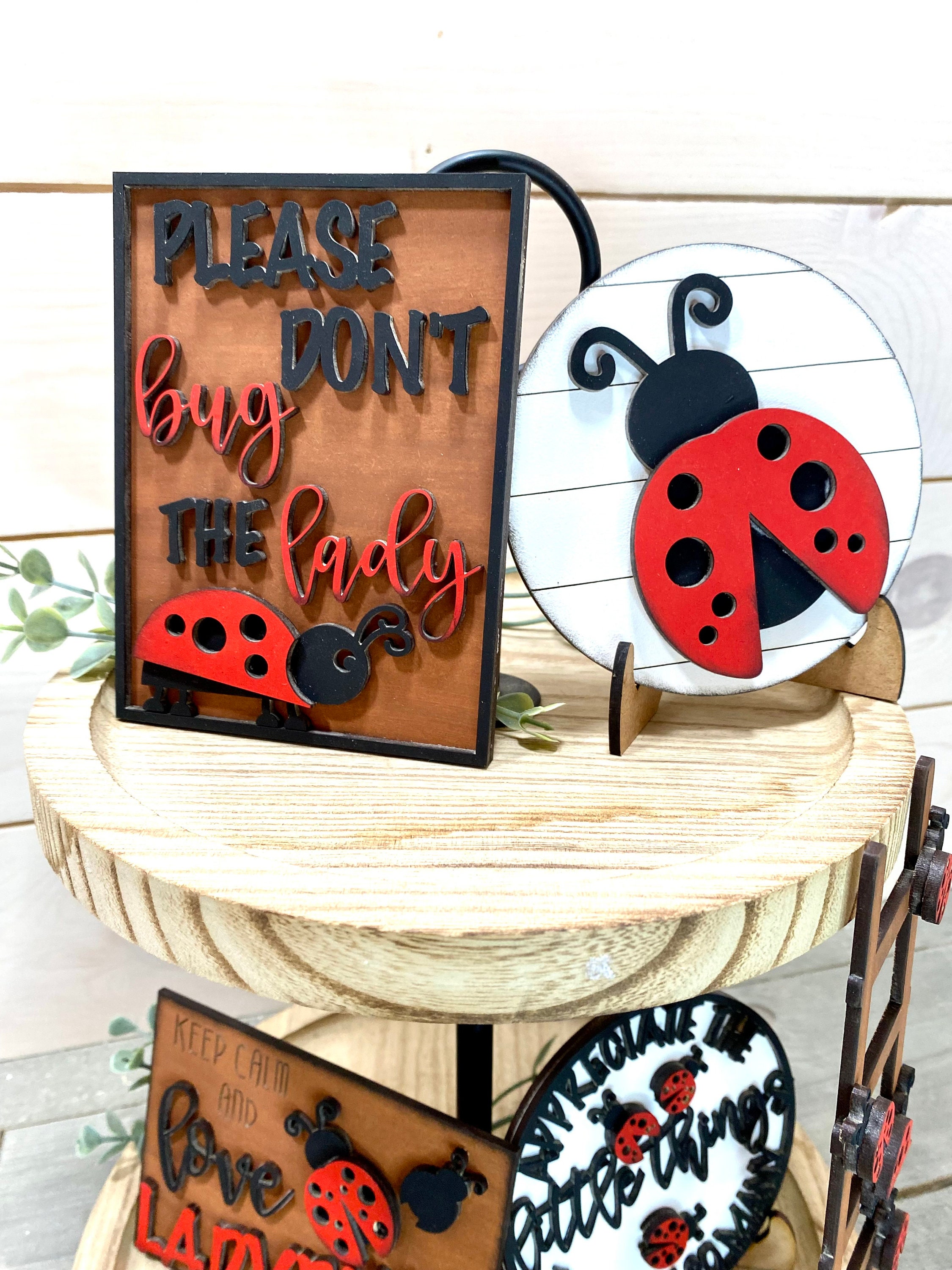 Ladybug Tiered Tray, Summer or Spring Decor, Farmhouse Tray - Etsy