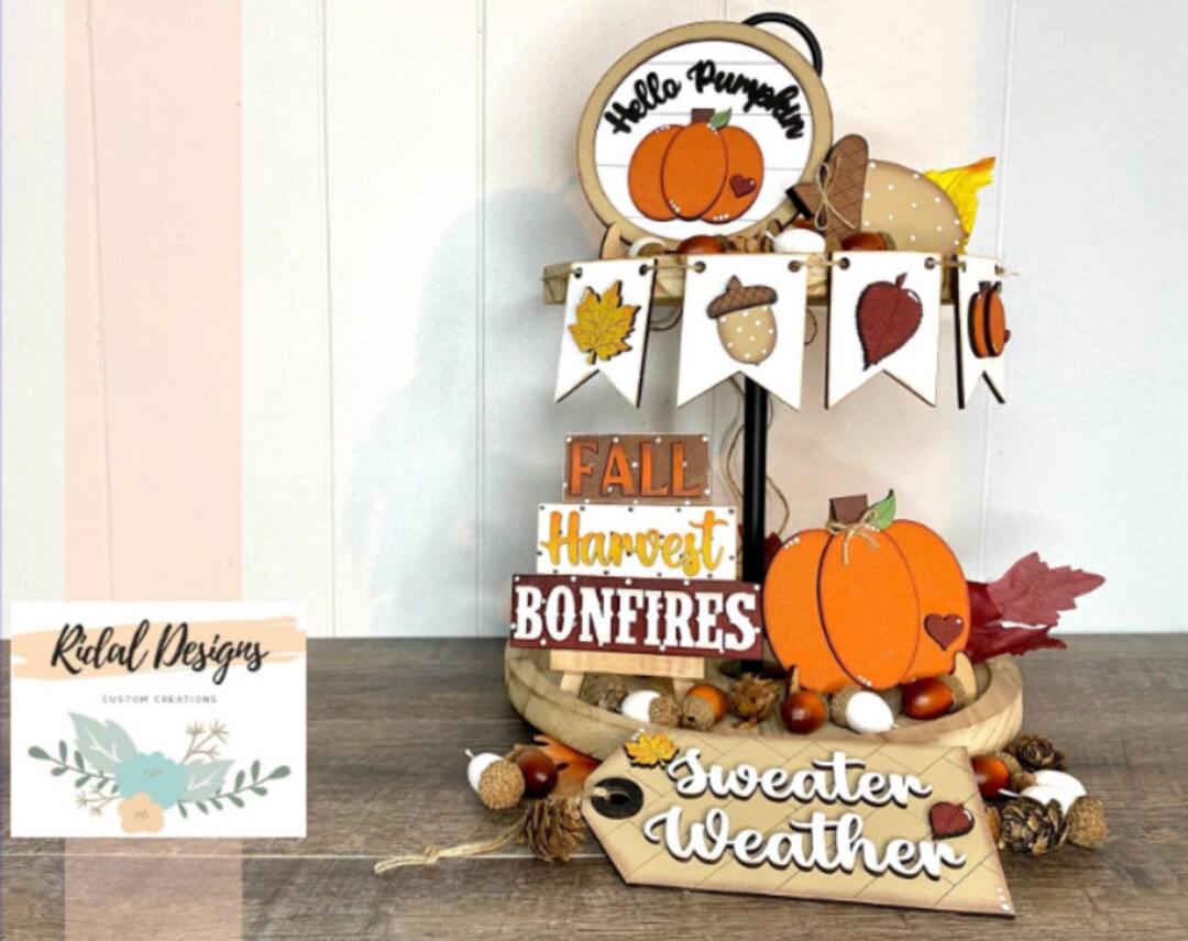 Fall Harvest Tiered Tray, Farmhouse Style Tray, Seasonal Decor, Bundle ...
