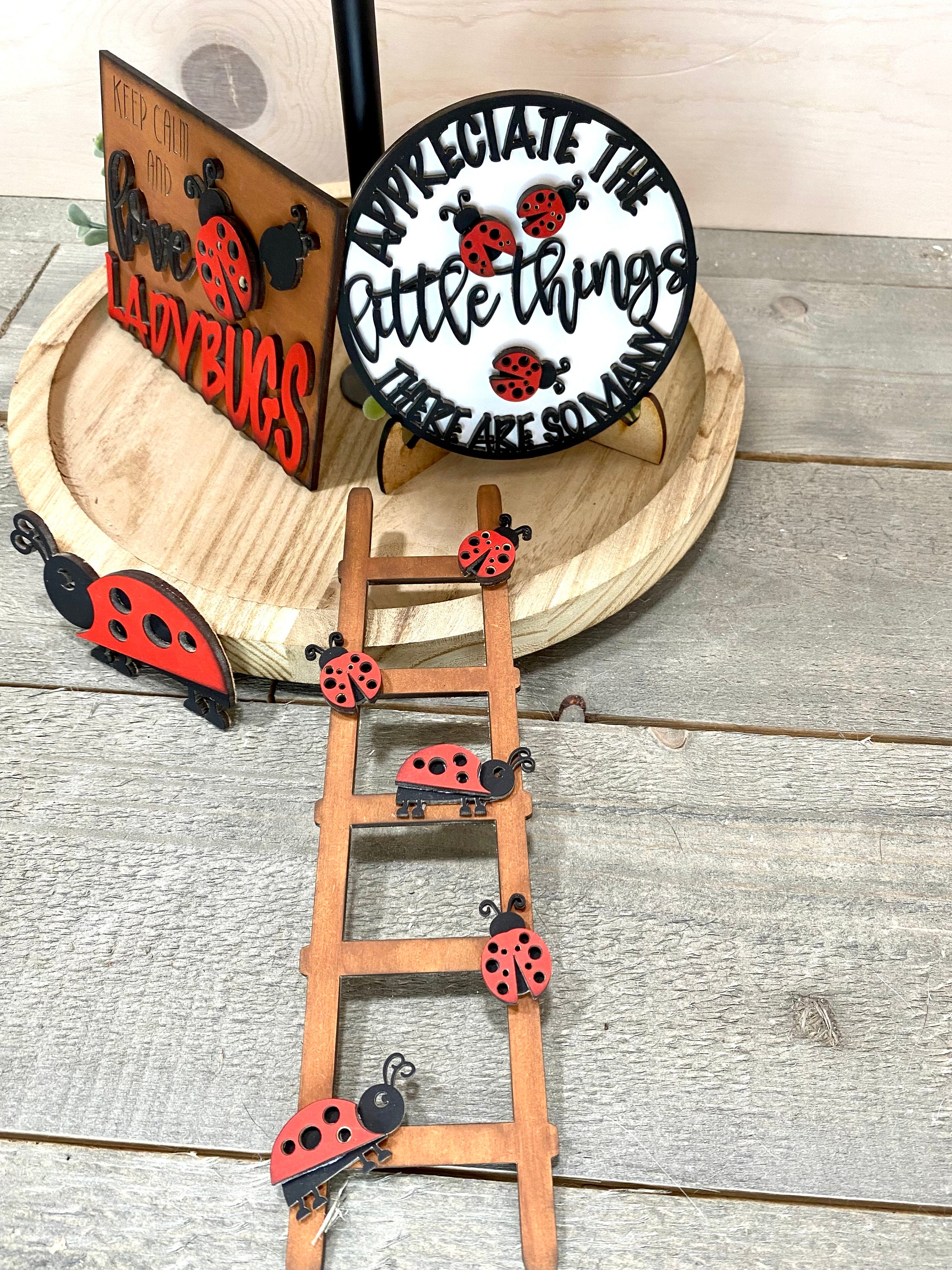 Ladybug Tiered Tray, Summer or Spring Decor, Farmhouse Tray - Etsy