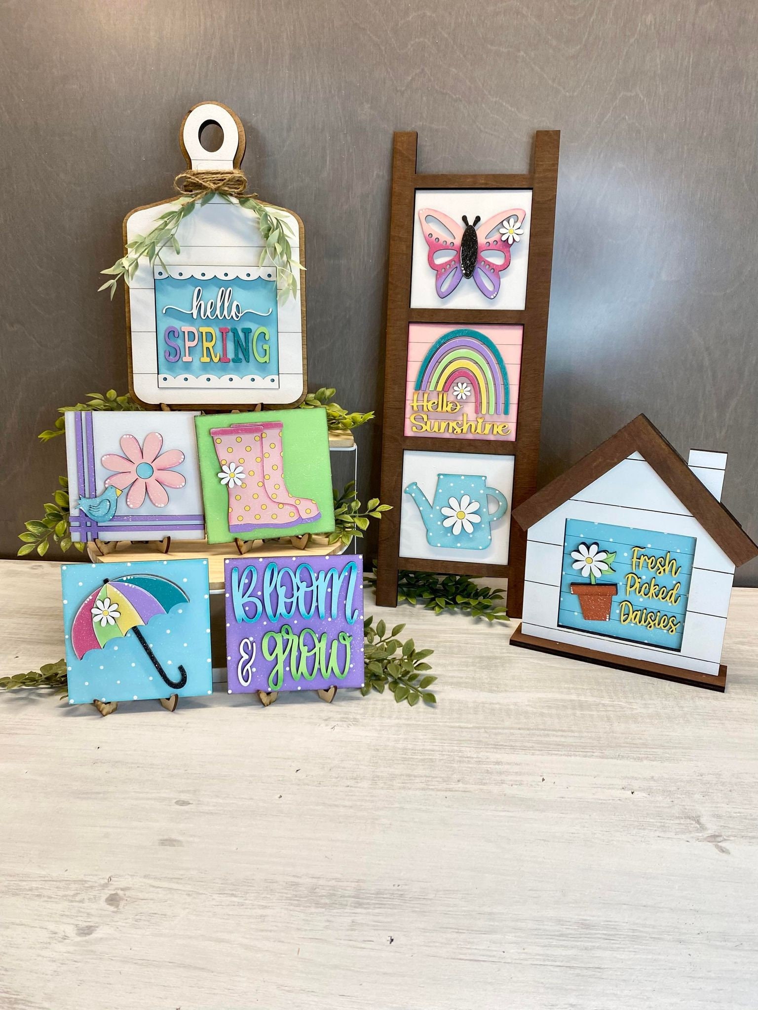 Full Size Spring Ladder Inserts, Seasonal Decor, Interchangeable Signs ...