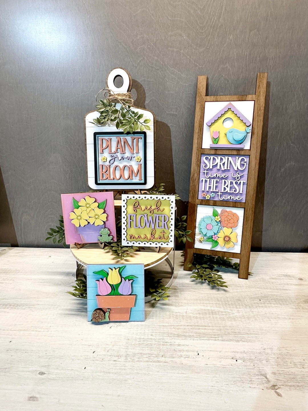 Full Size Spring Ladder Inserts, Seasonal Decor, Interchangeable Signs ...