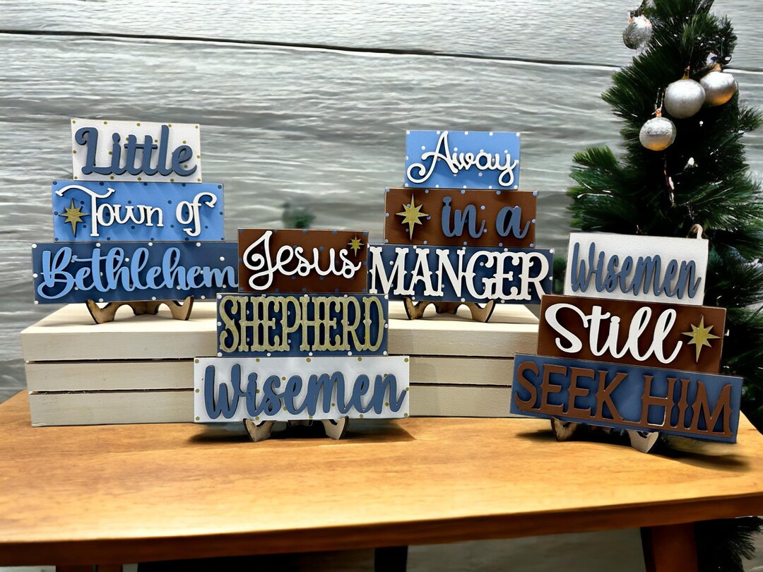 Nativity Word Stacker Signs, Farmhouse Style Tray, Seasonal Decor - Etsy