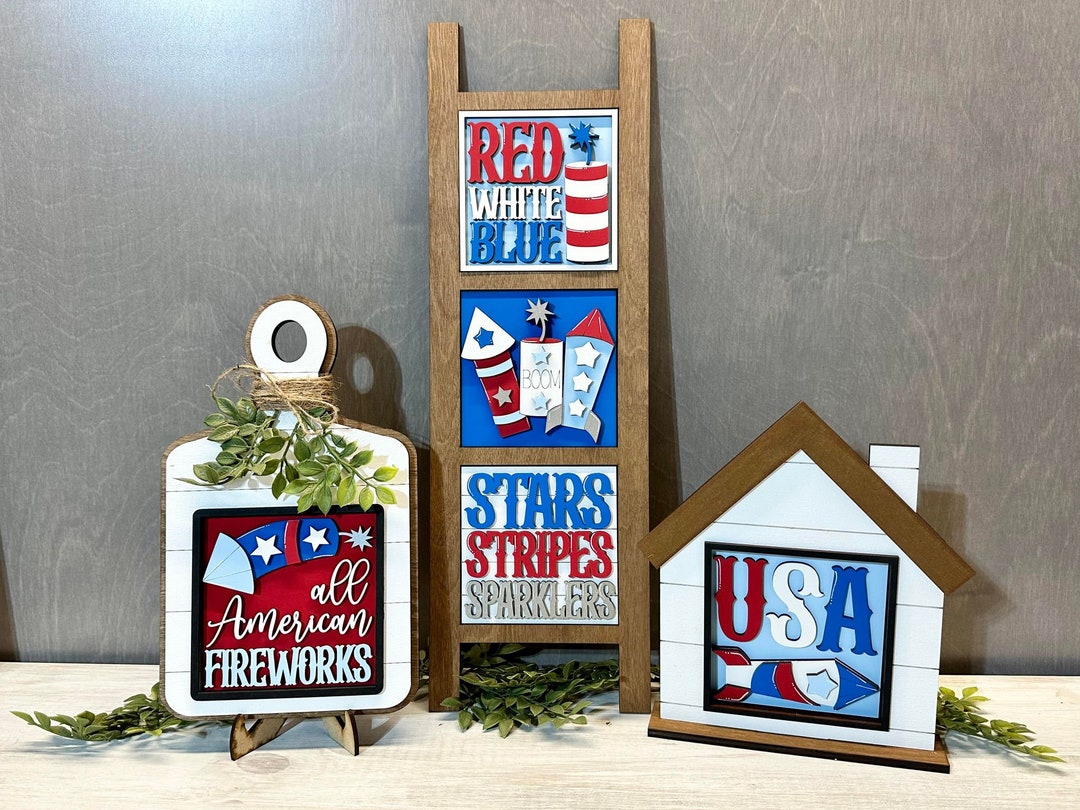 Full Size Fourth of July Ladder Inserts, Seasonal Decor ...