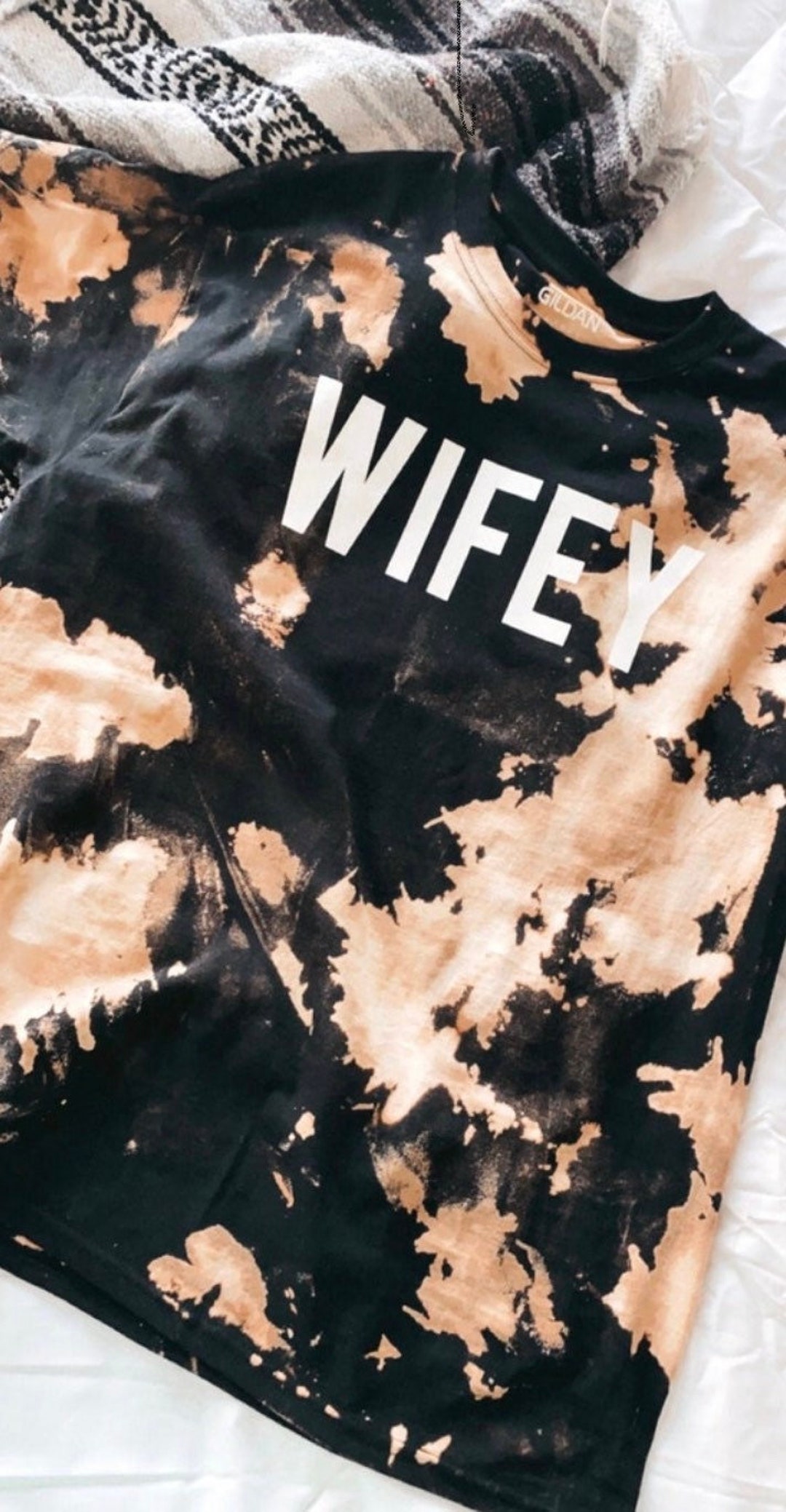 Wifey Wife Bride Bridal Wedding Bachelorette Party Tee Acid Wash Bleach ...