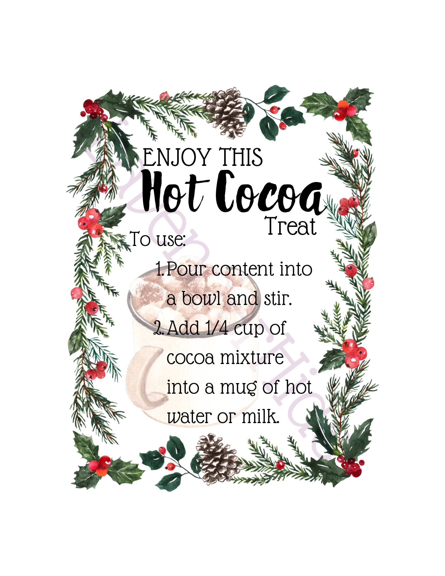 Hot Cocoa Gift Tags, Gift Tag Printable, Homemade Hot Cocoa Gift Tags ...