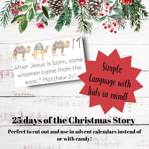 Kids Christmas Story Advent Calendar Cards: Printable Nativity Verse ...