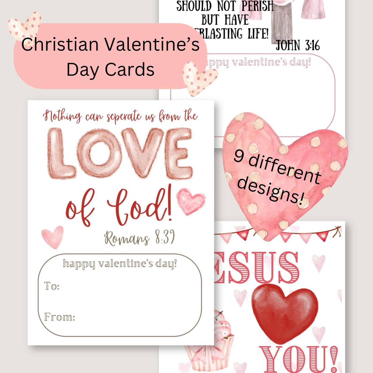 Printable Christian Valentine's Day Cards: Watercolor Scripture ...