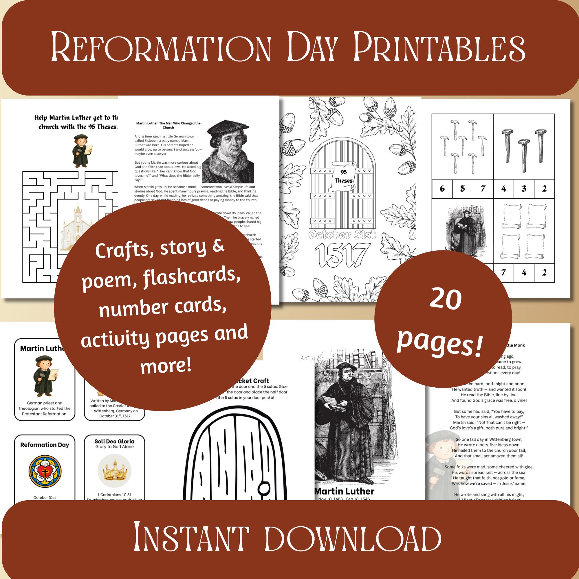 Reformation Day Learning Pack, Martin Luther Activities for Kids ...