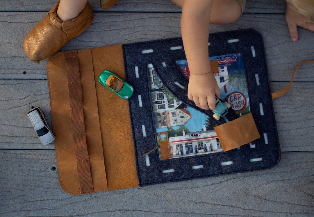 Genuine Leather Roll up Car Mat, Portable Toddler Toy, Toddler Boy ...