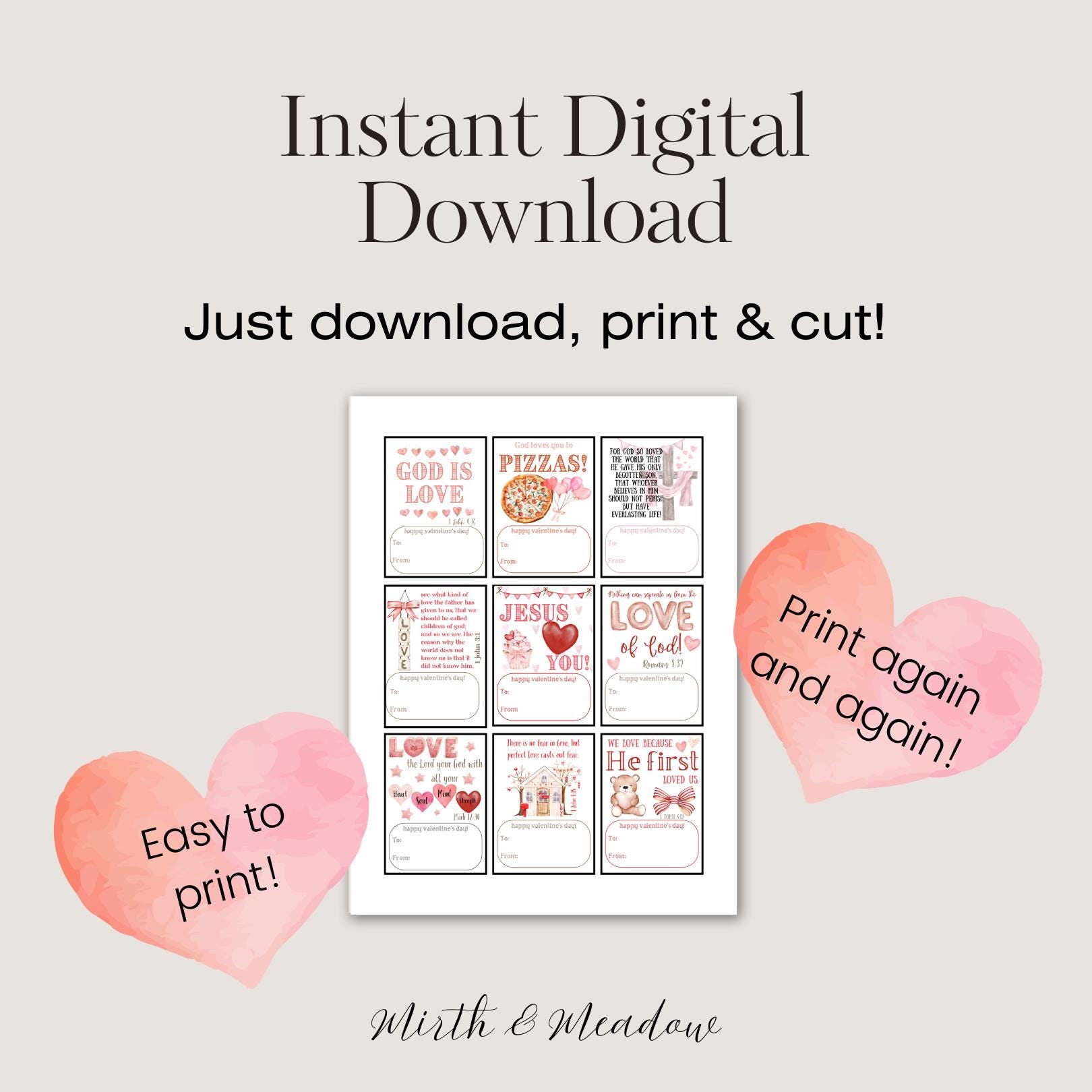Printable Christian Valentine's Day Cards: Watercolor Scripture ...