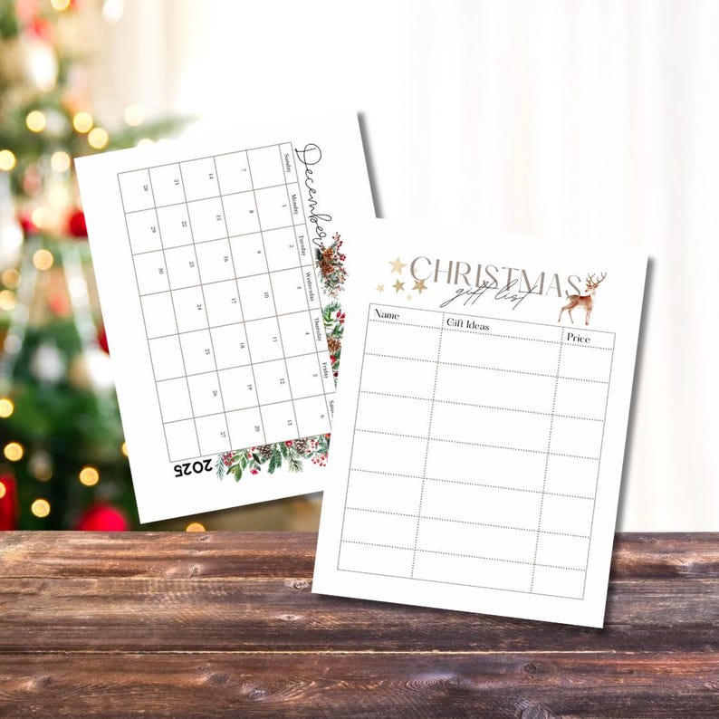 Printable Christmas Planner: Holiday Bucket List, Gift List (digital ...