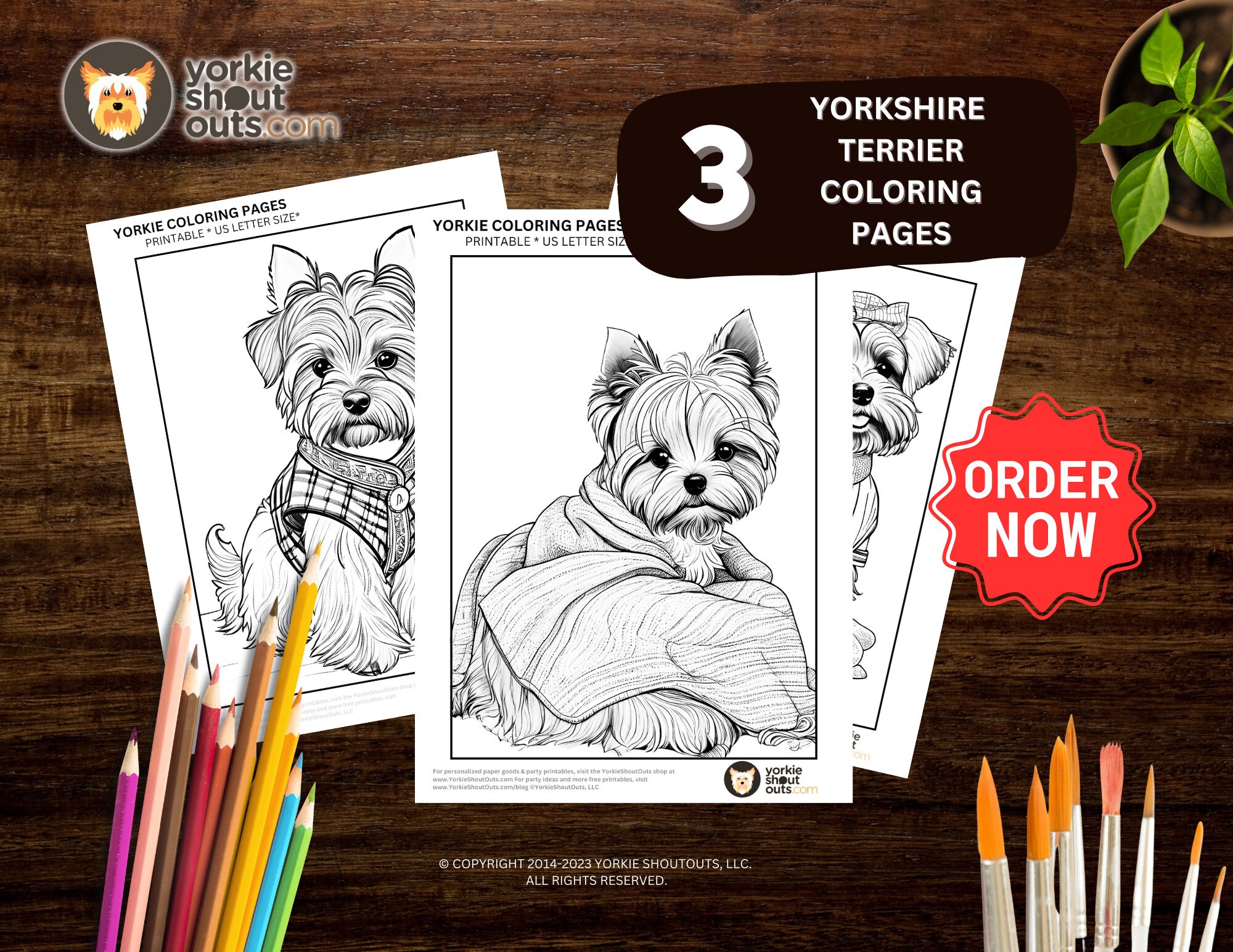 3 Cute Yorkshire Terrier Coloring Pages Printable Dog Coloring Sheets ...