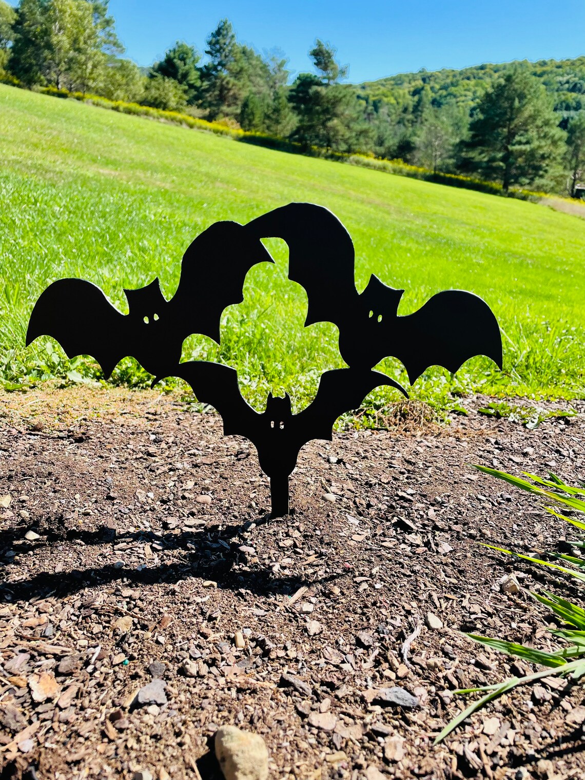 Metal Bat Garden Stake, Bat Metal Yard Stakes, 3 Bat Yard Art ...