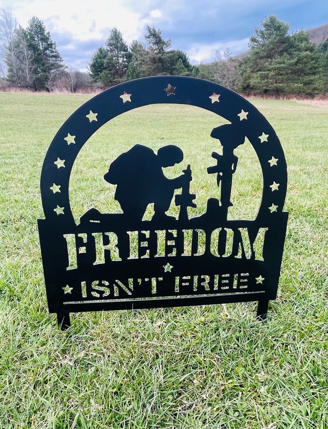 Freedom Isn't Free Yard Stake, Metal Freedom Memorial Stake, Soldier ...