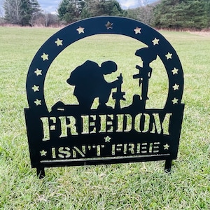 Freedom Isn't Free Yard Stake, Metal Freedom Memorial Stake, Soldier ...