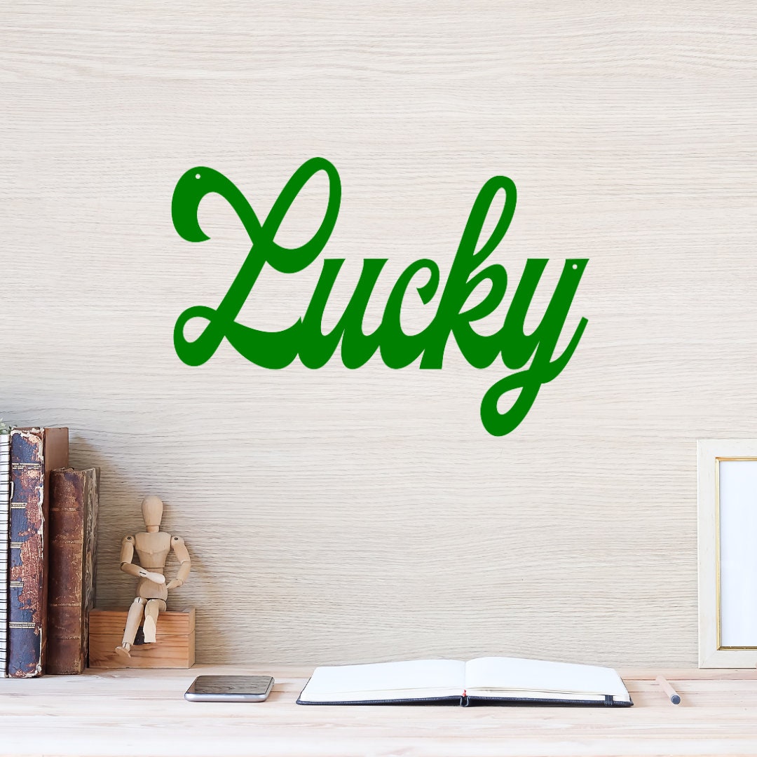 Metal Lucky Word Art, Metal Lucky Sign, Lucky Script, St. Patrick's Day ...