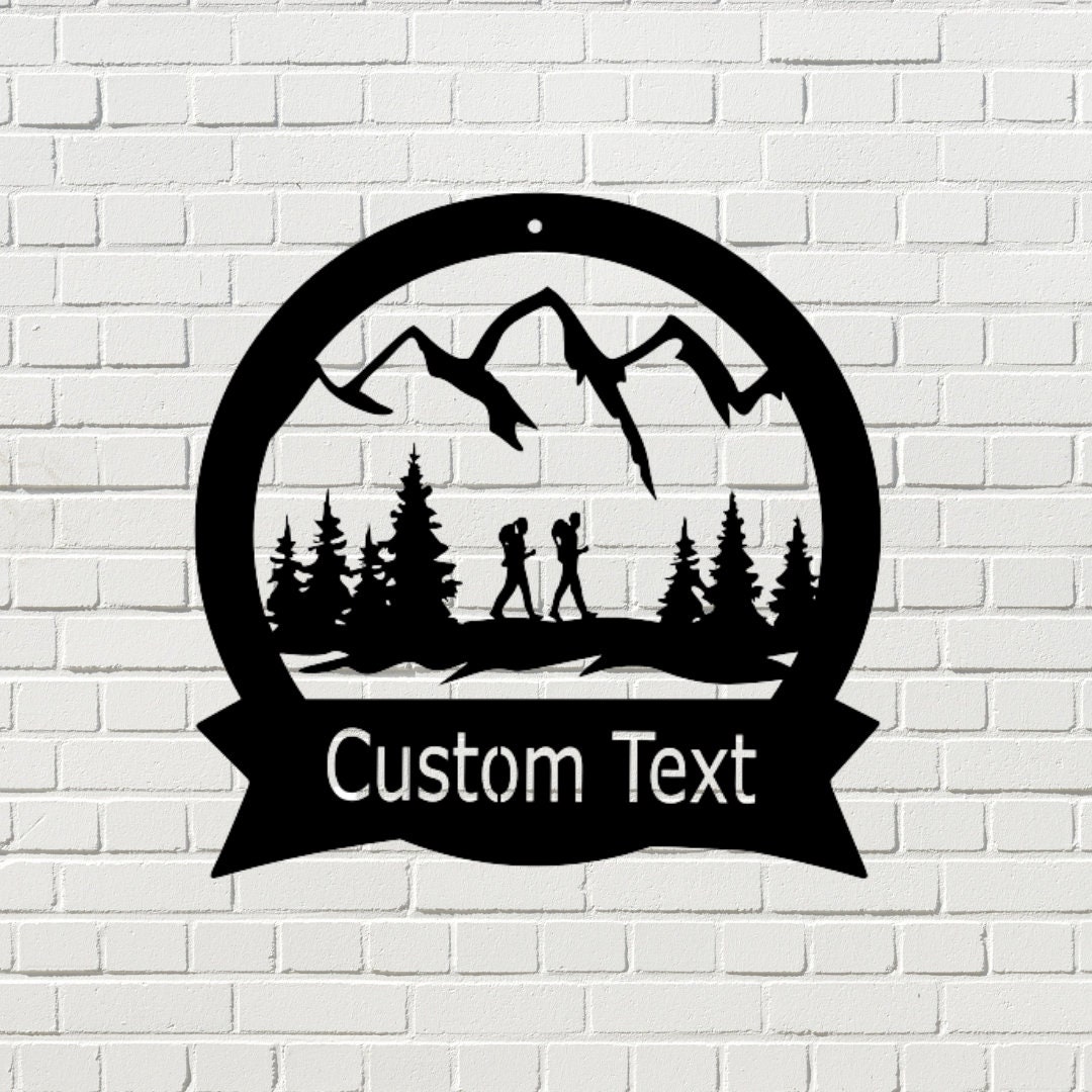 Metal Hiking Personalized Sign, Hiking in the Woods Sign, Custom Metal ...