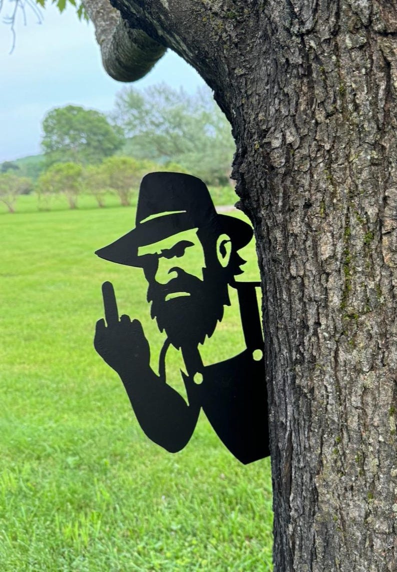 Metal Hillbilly Peaking Flip Off, Metal Peaking Sign, Peek-a-boo Funny ...